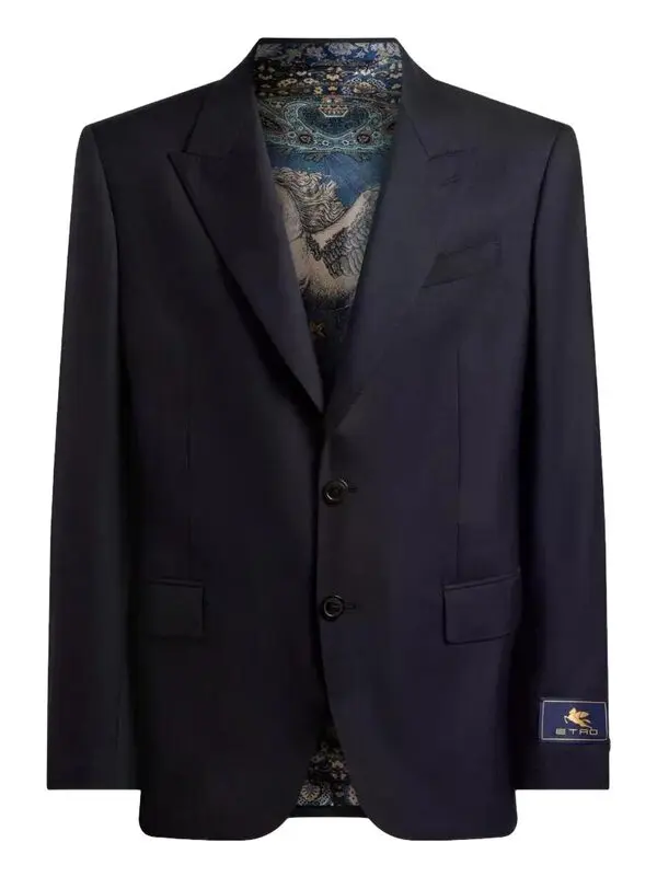 Etro Single-breasted Wool-blend Flannel Jacket - Blue