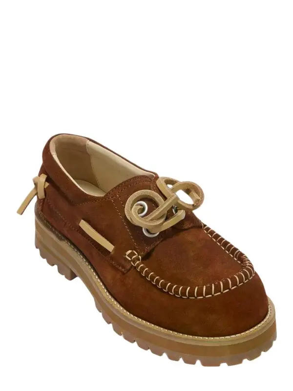 Moschino Suede Whipstitch-trim Loafers - Brown