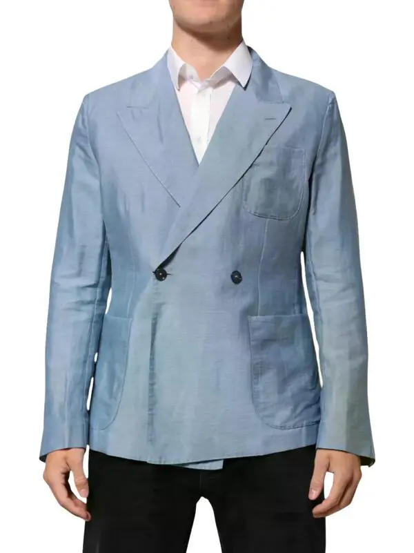 Dolce & Gabbana Double-breasted Linen Blazer - Blue