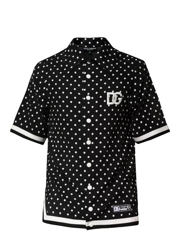 Dolce & Gabbana Polka-dot Bandana Print Spread Collar Shirt - Black