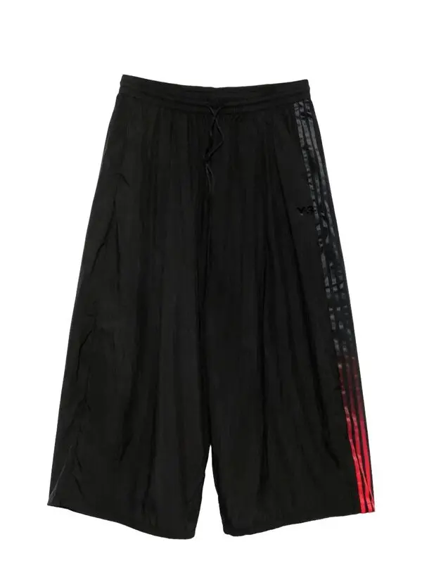 Y3 Wide Leg Track Pants With Signature Side Stripe - Black