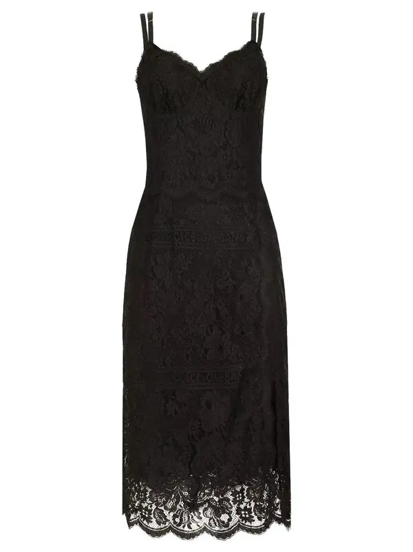 Dolce & Gabbana Lace-trimmed Ruched Midi Dress - Black