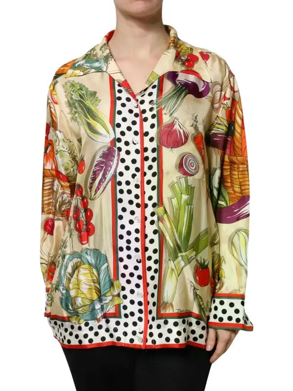Dolce & Gabbana Vegetable Print Silk Shirt - Neutrals