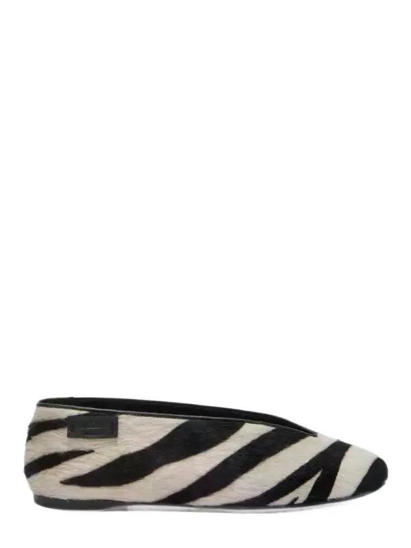 Moschino Zebra Print Pony Hair Ballet Flats - Neutrals