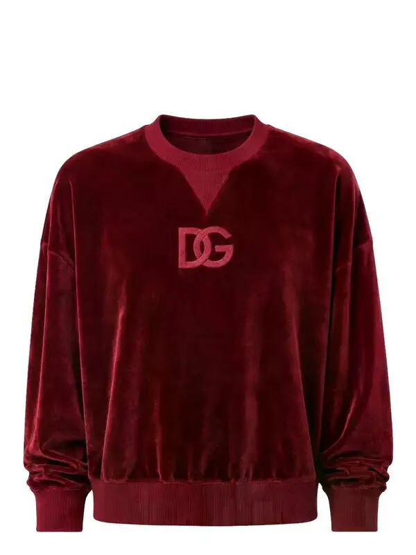 Dolce & Gabbana Velvet Logo Sweater - Red