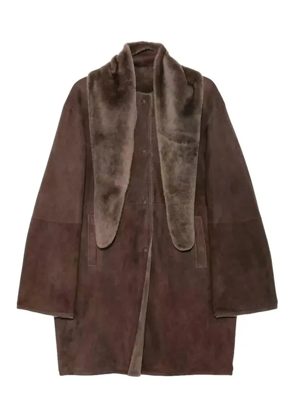 MANZONI 24 Shearling Collar Coat - Brown