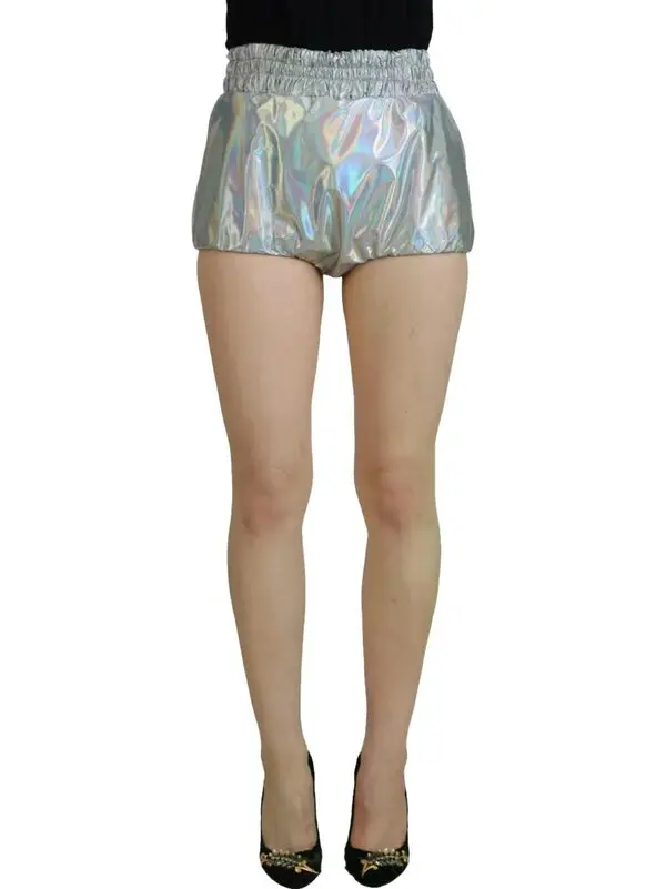 Dolce & Gabbana Metallic-effect High-waisted Shorts - Silver