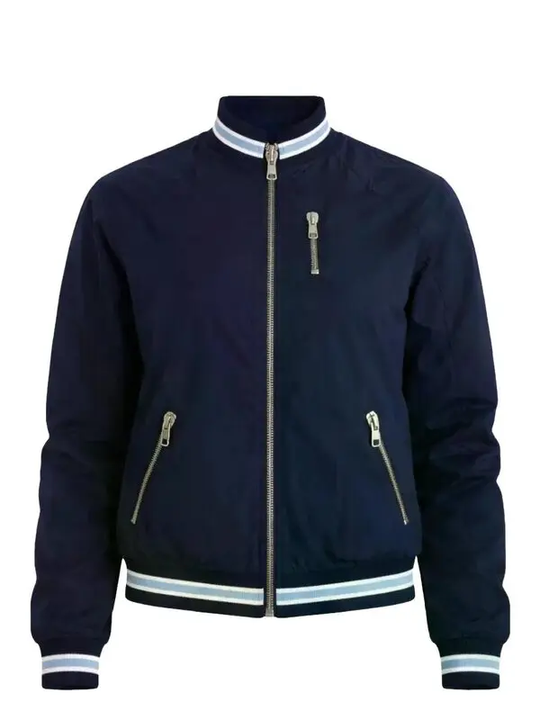 John Galliano Logo Print Striped Trim Jacket - Blue