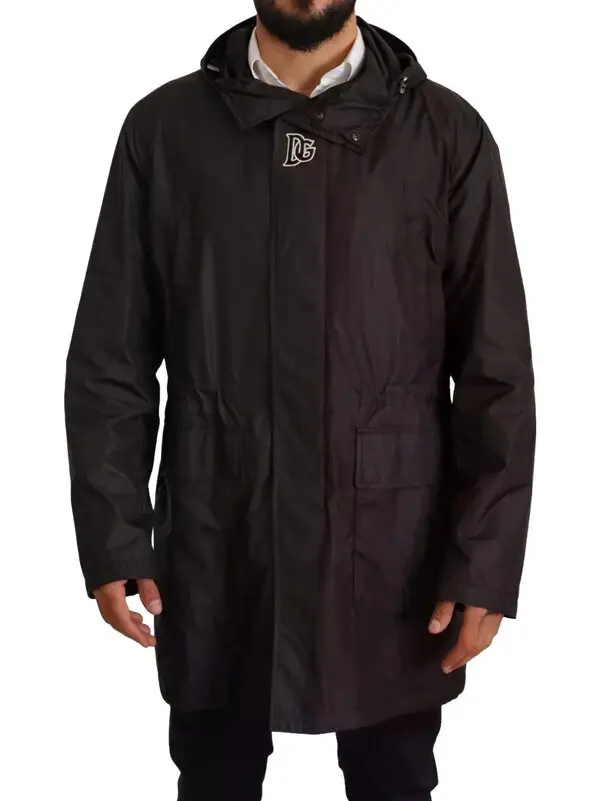 Dolce & Gabbana Logo Detail Hooded Parka - Black