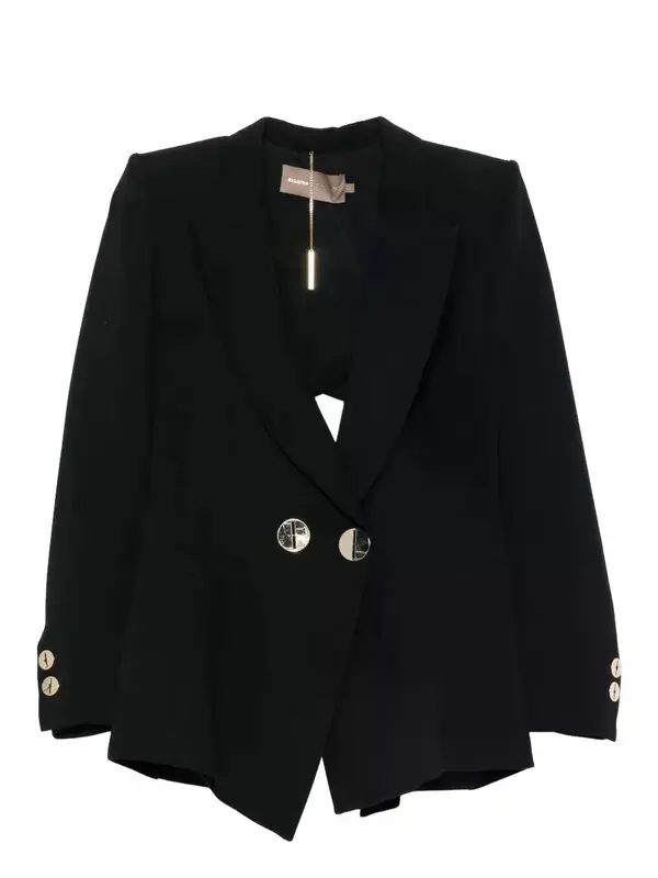 SIMONA CORSELLINI Peak Lapel Cut-out Double-breasted Jacket - Black