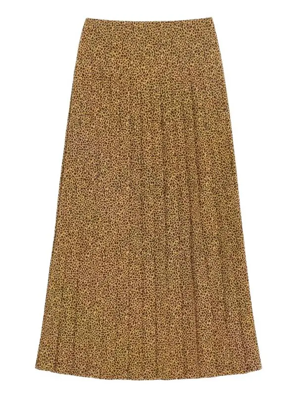 Valentino Garavani Crepe De Chine Skirt With Fauve Eclat Micromacula Print - Neutrals