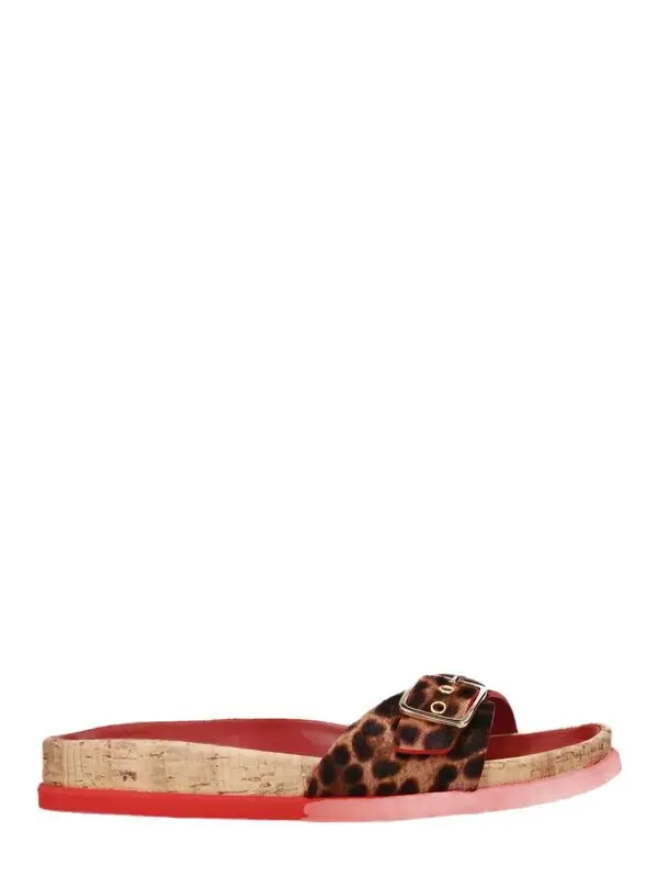 Premiata Leopard-print Buckle Slides - Brown