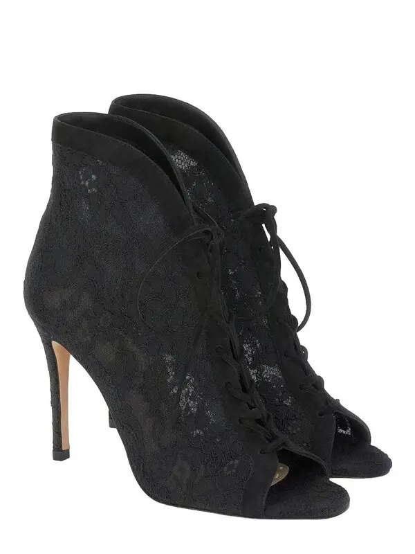 GIANVITO ROSSI Lace-up Lace Ankle Boots - Black
