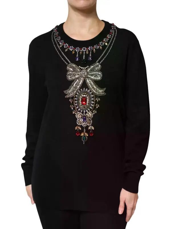 Dolce & Gabbana Embellished Virgin Wool Sweater - Black