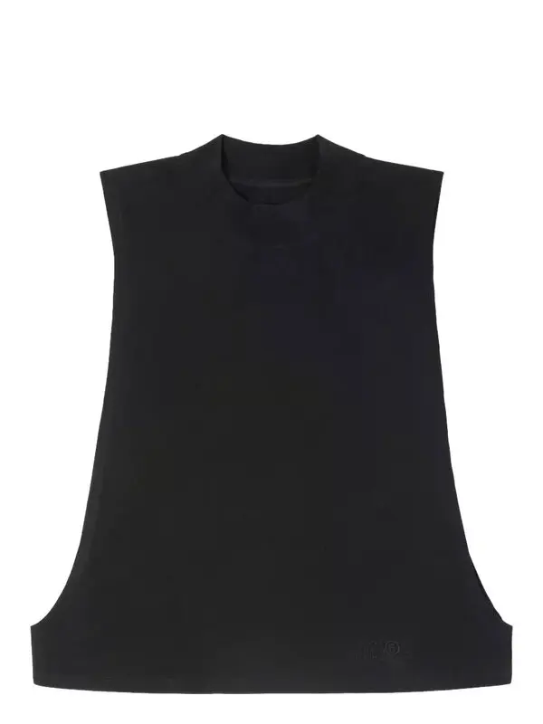 MAISON MARGIELA Sleeveless Cotton Jersey Top With Numeric Embroidery - Black