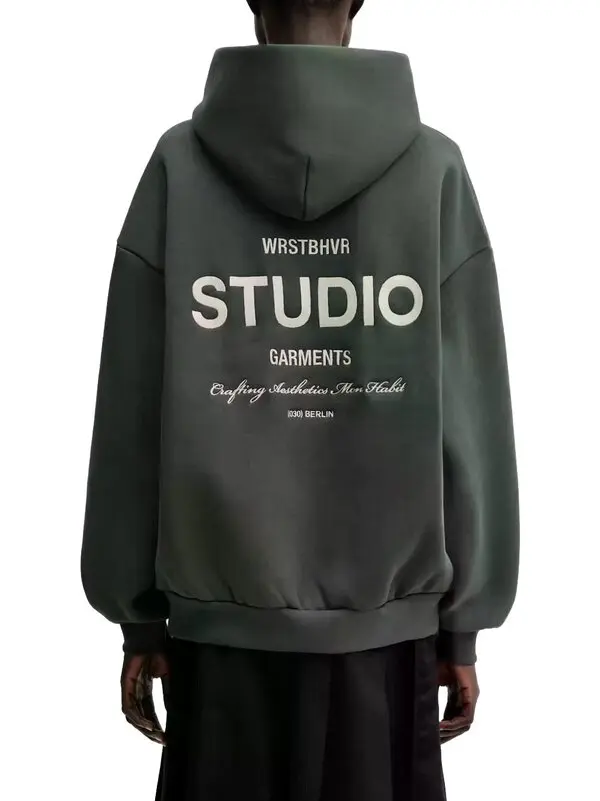 WRSTBHVR Studio Garments" Logo Embroidered Hoodie - Green