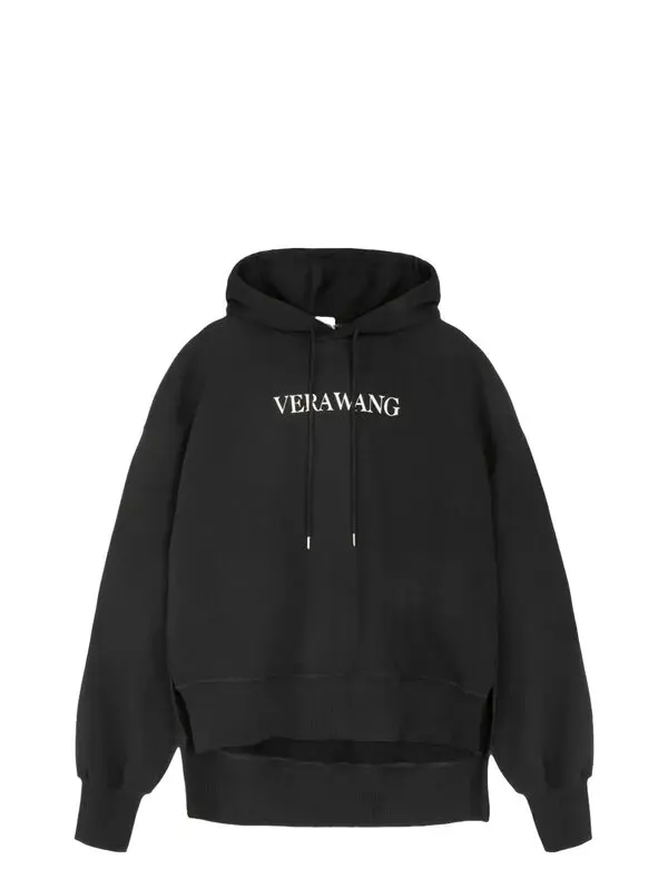 Vera Wang Oversized Logo Print Cotton Hoodie - Black