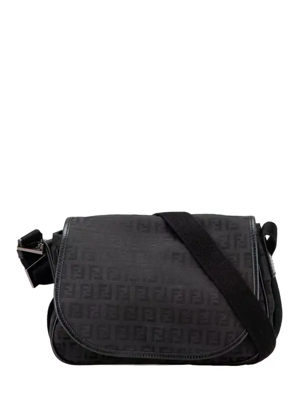 Fendi Zucchino Canvas Crossbody Bag - Black