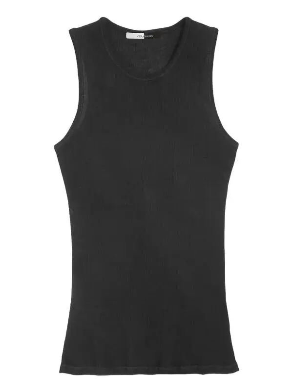 Vera Wang Tessa Ribbed-knit Cotton Tank Top - Black