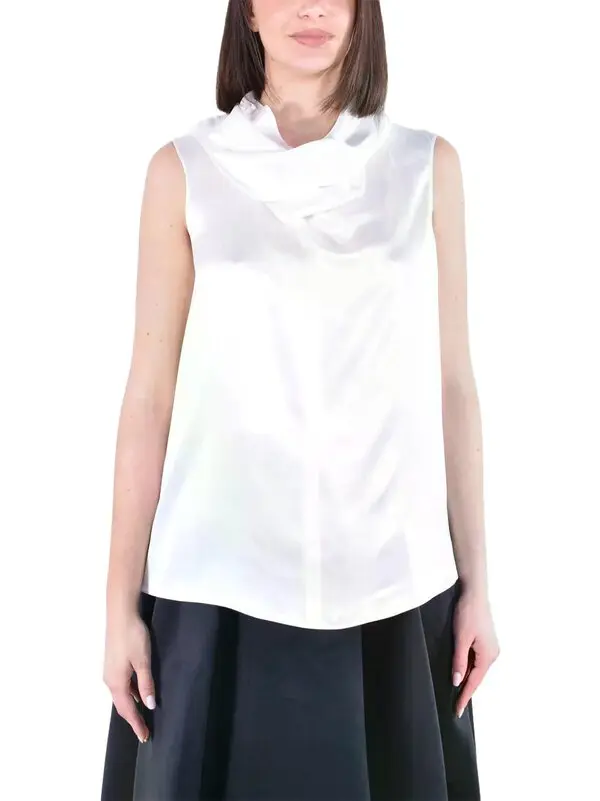 Max Mara Draped Silk Top - White