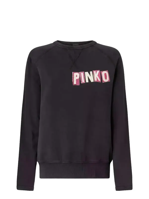 Pinko Logo And Swan Print Sweatshirt - Black