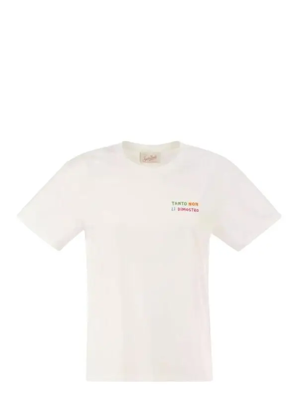 MC2 SAINT BARTH Emilie Embroidered Cotton T-shirt - White