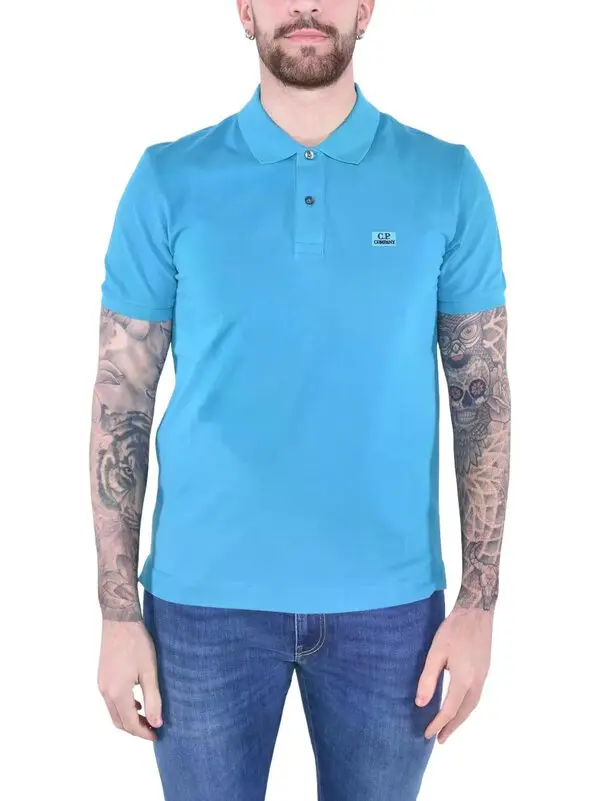 C.P. COMPANY Logo-patch Polo Shirt - Blue