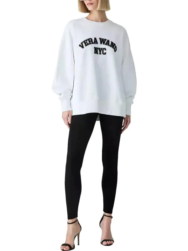 Vera Wang Crewneck Oversized Cotton Sweatshirt - White