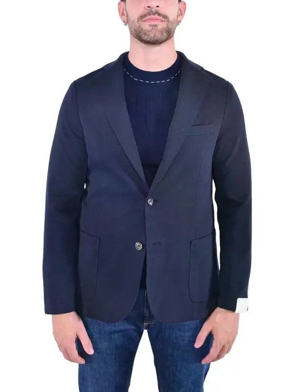 Eleventy Raw-cut Single-breasted Blazer - Blue