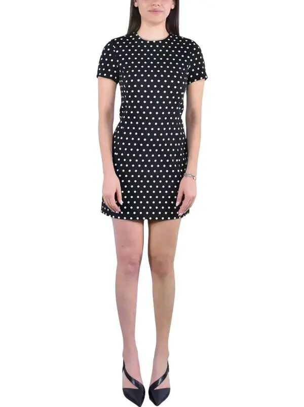 Michael Kors Polka-dot Crepe Shift Mini Dress - Black