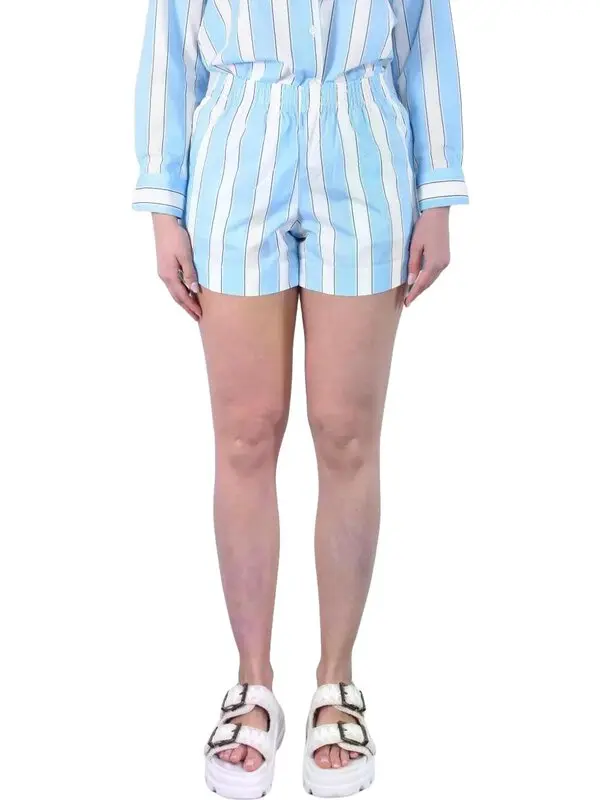 MC2 SAINT BARTH Vertical Stripe Cotton Shorts - Blue