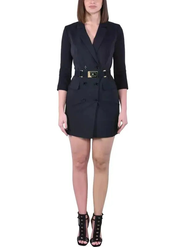 Elisabetta Franchi Double-breasted Belted Mini Dress - Black