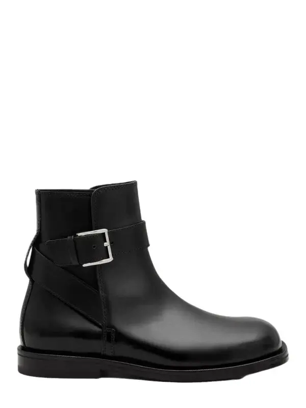 AMI Paris Buckled Leather Ankle Boots - Black