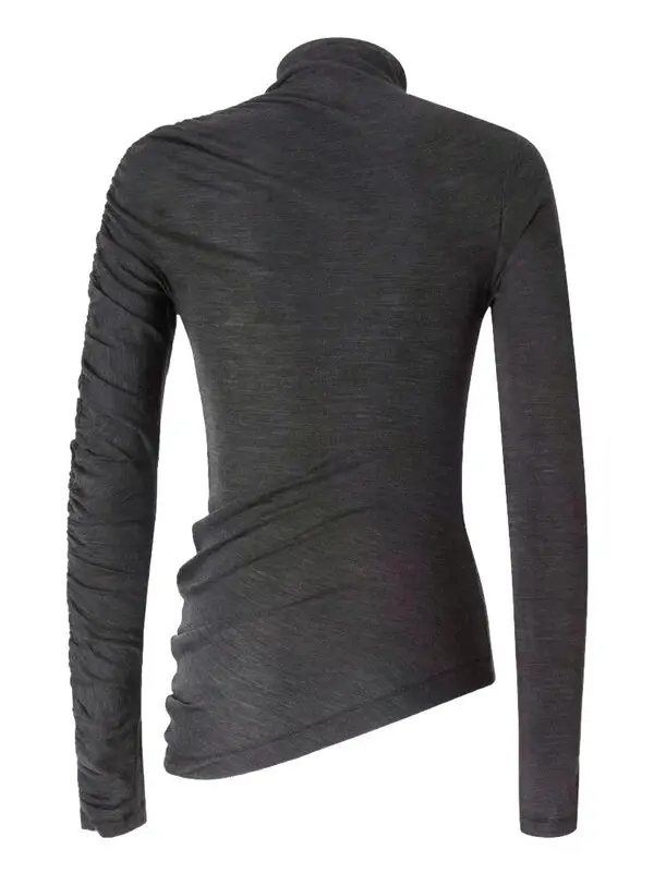 Pinko Ruched Asymmetric High Neck Long Sleeve Top - Grey