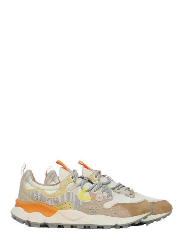 FLOWER MOUNTAIN Yamano 3 Calf Suede Panel Sneakers - Neutrals