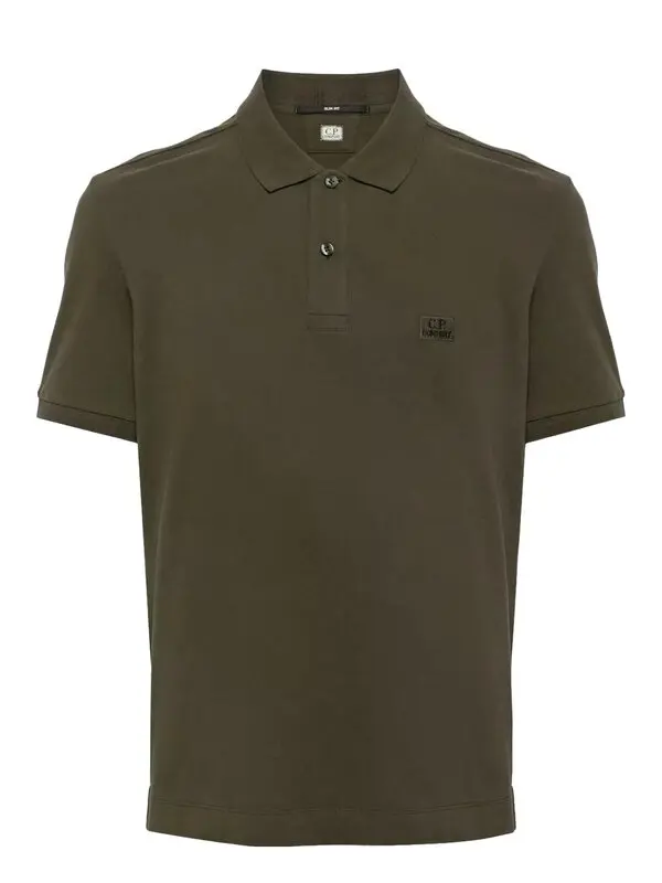 C.P. COMPANY Logo-embroidered Cotton Polo Shirt - Green