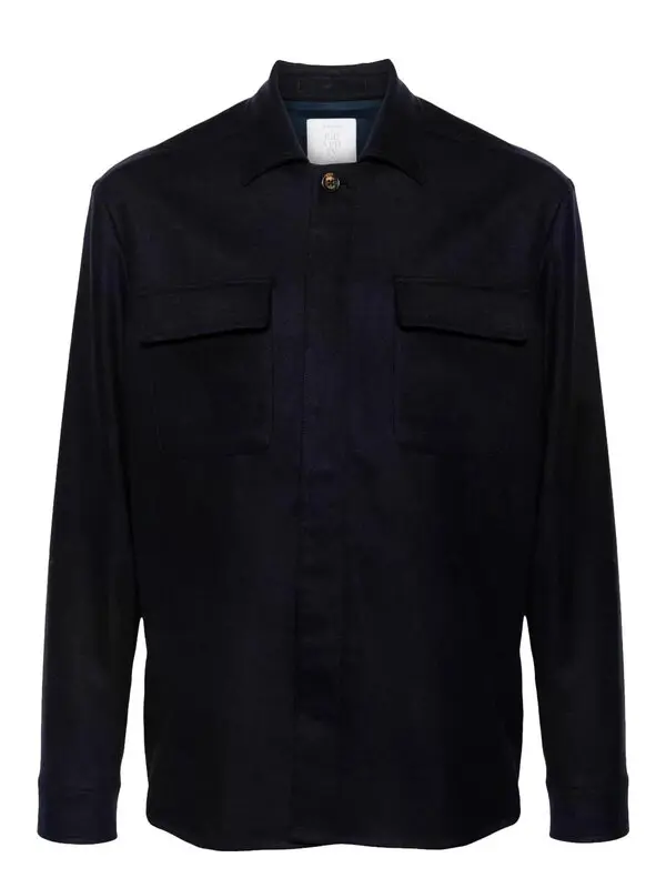 Eleventy Midnight Wool Blend Fleece Shirt Jacket - Blue