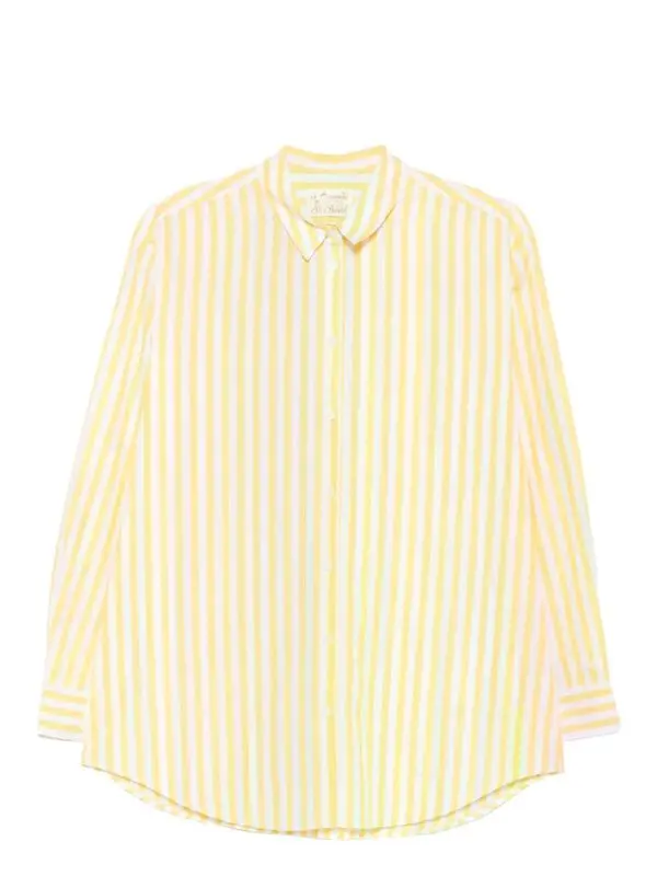 MC2 SAINT BARTH Striped Pattern Shirt With Embroidered Lettering - Yellow