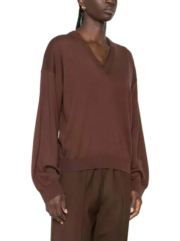 Fabiana Filippi V-neck Long Sleeve Sweater - Brown
