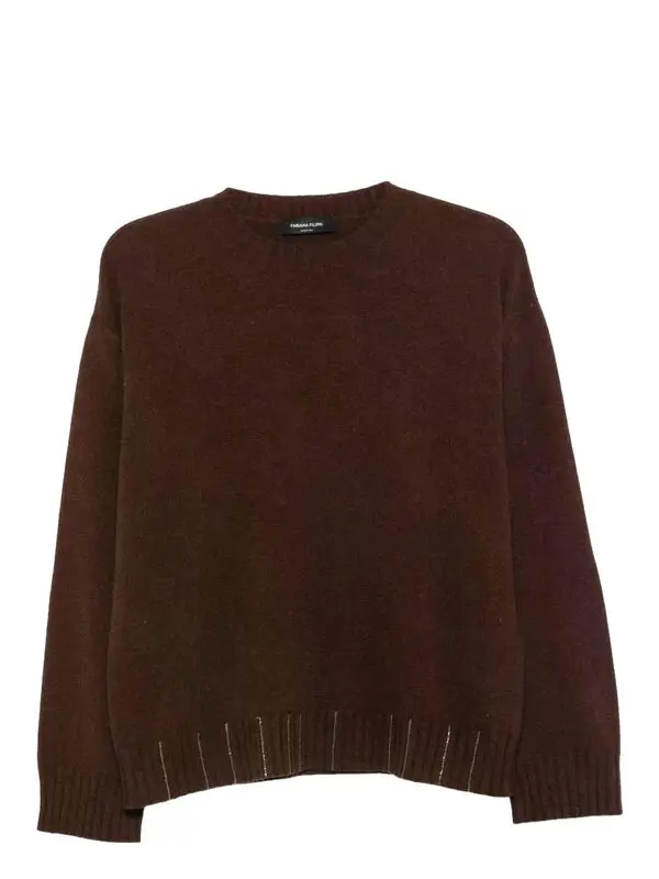 Fabiana Filippi Monili-chain Ribbed Trim Sweater - Brown