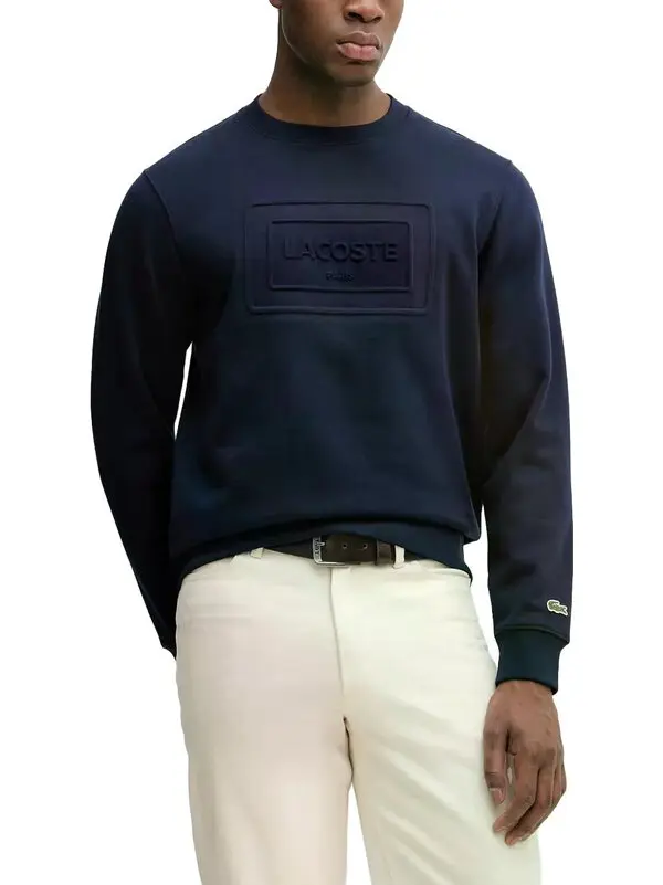 Lacoste Embossed Logo Crew Neck Sweater - Blue