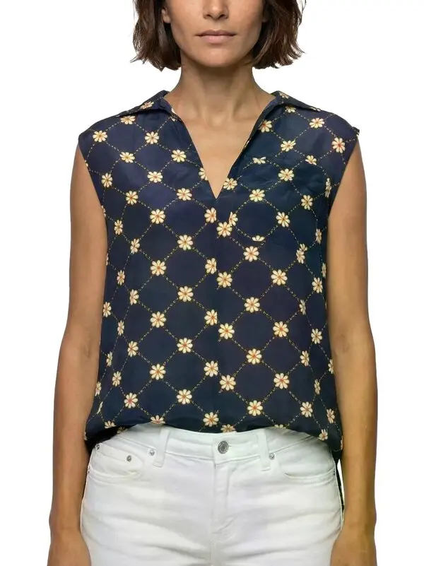 Marni Sleeveless Floral Print Shirt - Blue