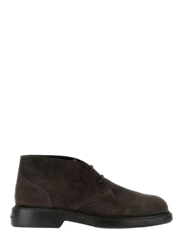 Hogan Dark Suede Lace-up Ankle Boots - Brown