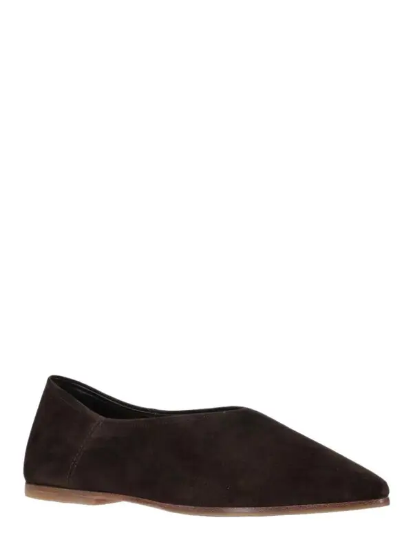 LA ROSE Pointed-toe Suede Ballet Flats - Brown