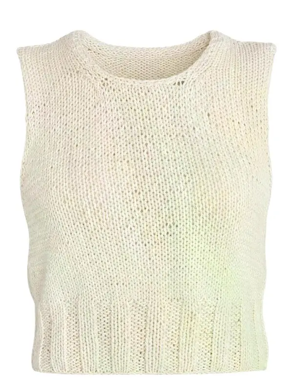 PINK MEMORIES Open-knit Sleeveless Cropped Sweater - Neutrals