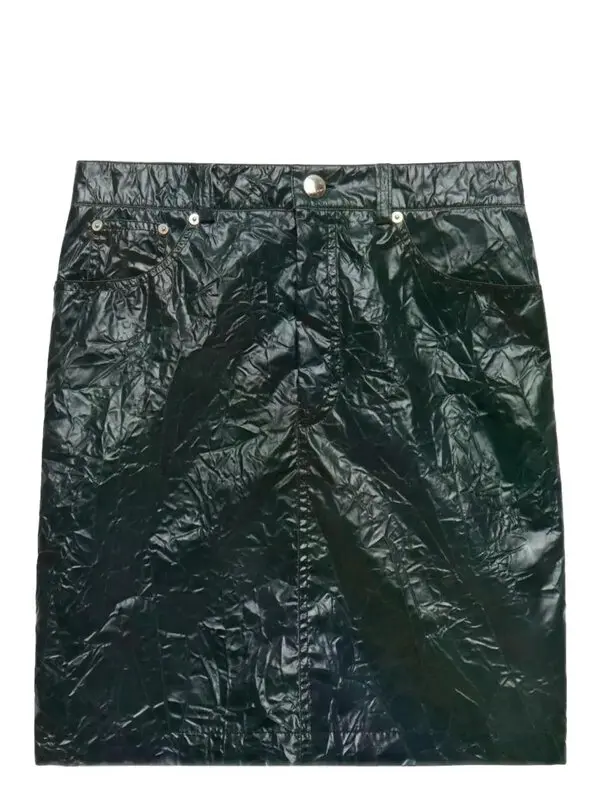 Marni Crinkled-texture Coated Five-pocket Skirt - Green