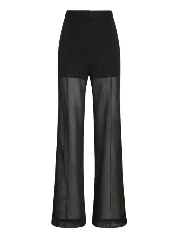 Proenza Schouler Sheer Wool Straight Leg Trousers - Black