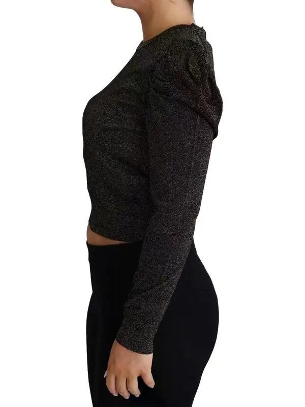 Dolce & Gabbana Glitter-knit Puff-shoulder Sweater - Black