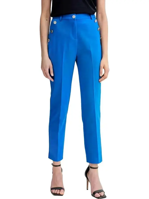 MORGAN Tailored Trousers With Button Embellishment - Blue