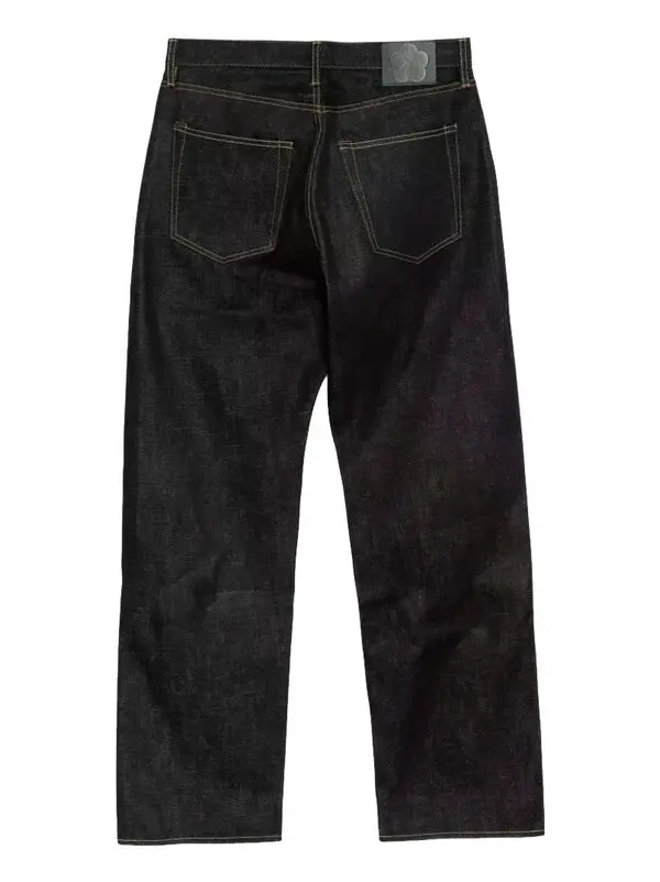 MOMOTARO Contrast Stitch Logo Patch Jeans - Blue